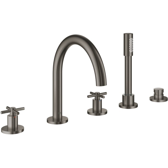 Grohe Atrio Badrandcombinatie 5-gats Hard Graphite Geborsteld - Saniweb.nl