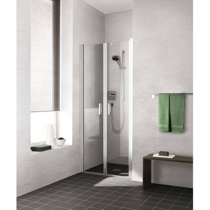 Kermi Liga Pendeldeur voor Douche 100x185 cm Mat Zilver/Helder Glas ...