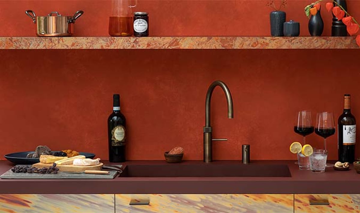 Quooker Fusion Round messing patina met PRO3 boiler 3-in-1 kokend water ...