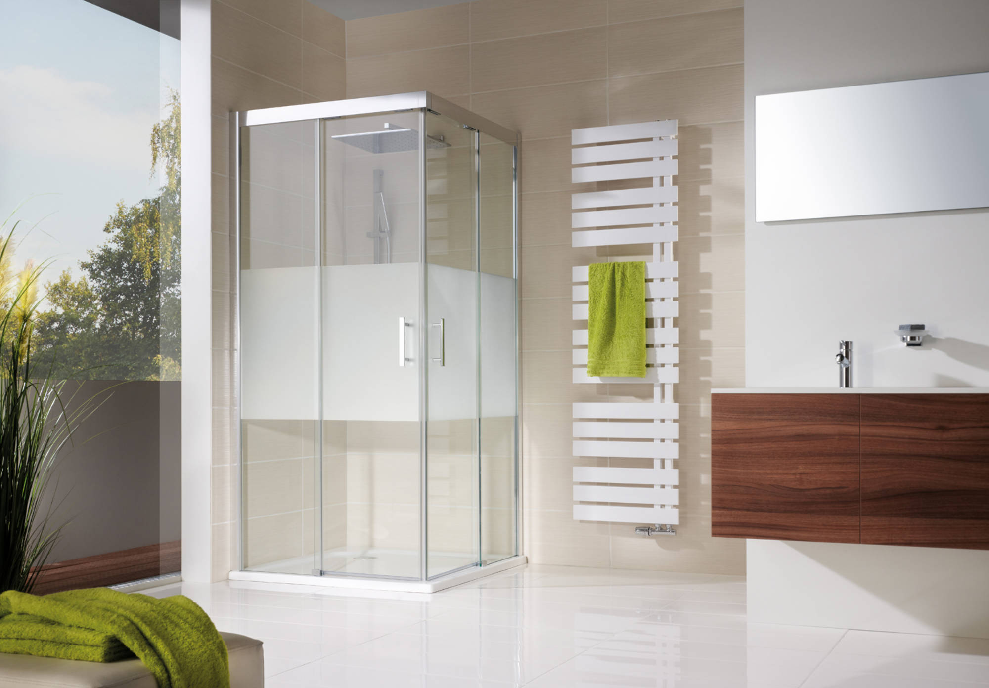 HSK Solida douchecabine hoekinstap 4-delig met schuifdeur 120x90x200cm ...