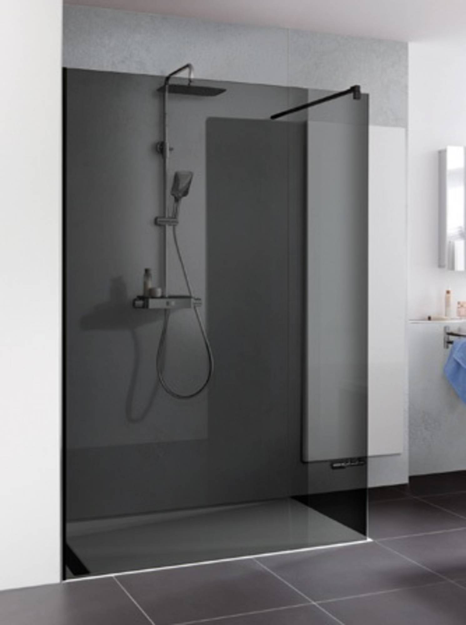 HSK Walk In Pro inloopdouche 100x200 cm grijs glas Mat zwart - Saniweb.nl