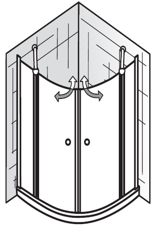 HSK Exklusiv douchecabine kwartrond 4-delig met pendeldeur links ...