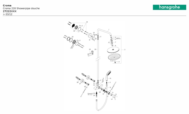 Hansgrohe Croma doucheset 220 met talis s douchekraan Chroom - Saniweb.nl