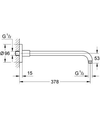 Grohe Ondus douchearm jumbo Chroom - Saniweb.nl