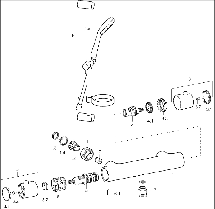 Hansa Unita renovatieset 60 cm met thermostaat Chroom - Saniweb.nl
