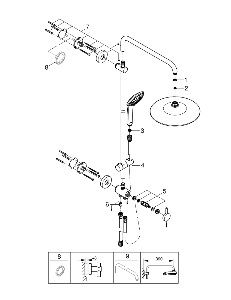 Grohe QuickFix Vitalio Joy 260 regendoucheset met 6 straalsoorten Ø26cm ...