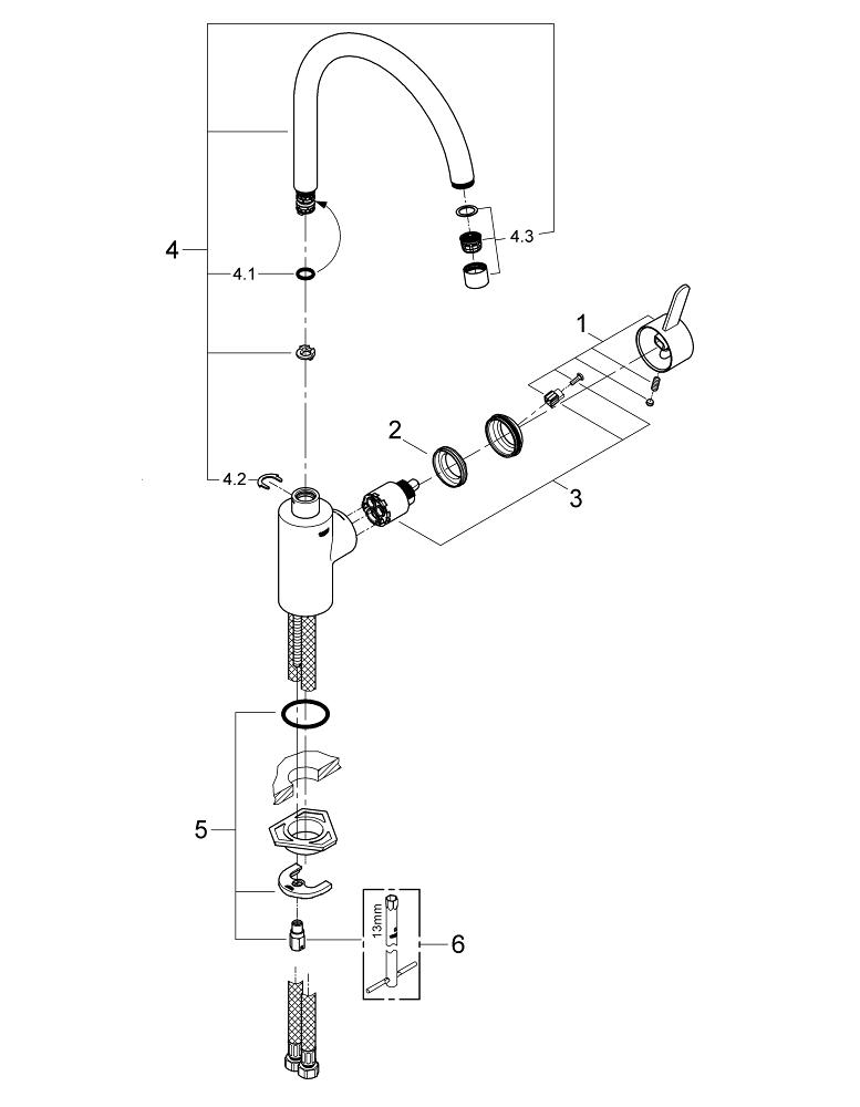 Grohe Eurosmart Cosmopolitan waterbesparende keukenkraan hoog Chroom ...